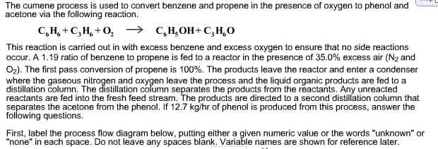 Solved The cumene process is used to convert benzene and | Chegg.com