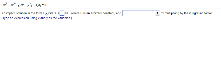 Solved An implicit solution in the form F(x,y)- C is C, | Chegg.com