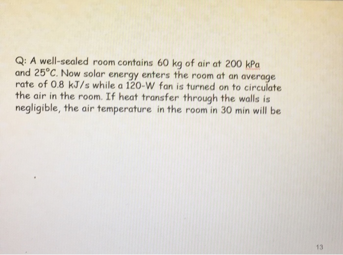 Solved A well-scaled room contains 60 kg of air at 200 kPa | Chegg.com