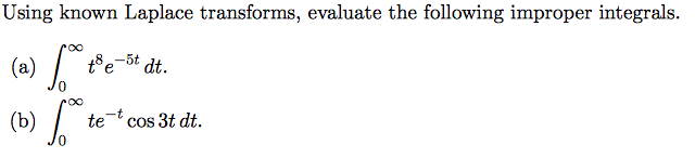 Solved Using known Laplace transforms, evaluate the | Chegg.com