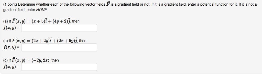 Solved (1 point) Determine whether each of the following | Chegg.com