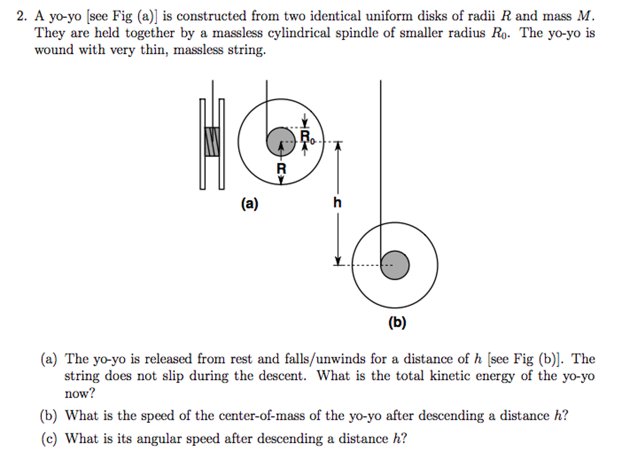 Solved A yo-yo [see Fig (a)] is constructed from two | Chegg.com