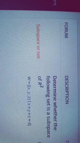 Solved Determine whether the following set is a subspace of | Chegg.com