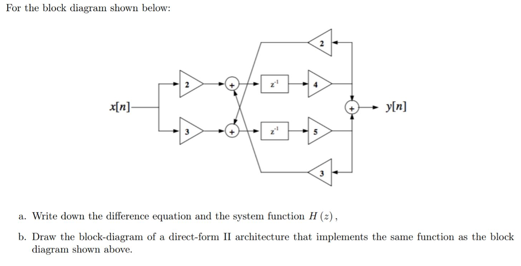 Solved For the block diagram shown below: In y[n] 3 a. Write | Chegg.com