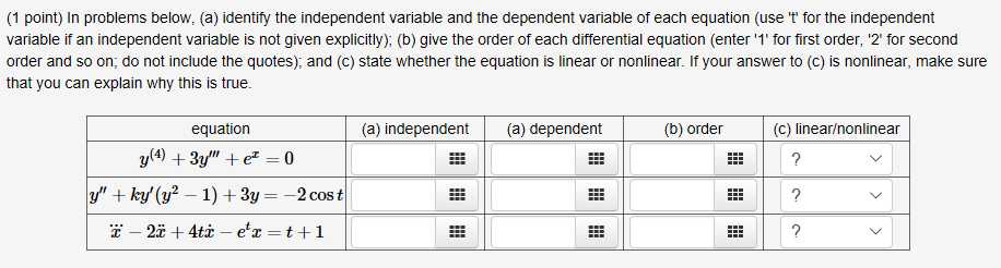 Solved In problems below, (a) identify the independent | Chegg.com