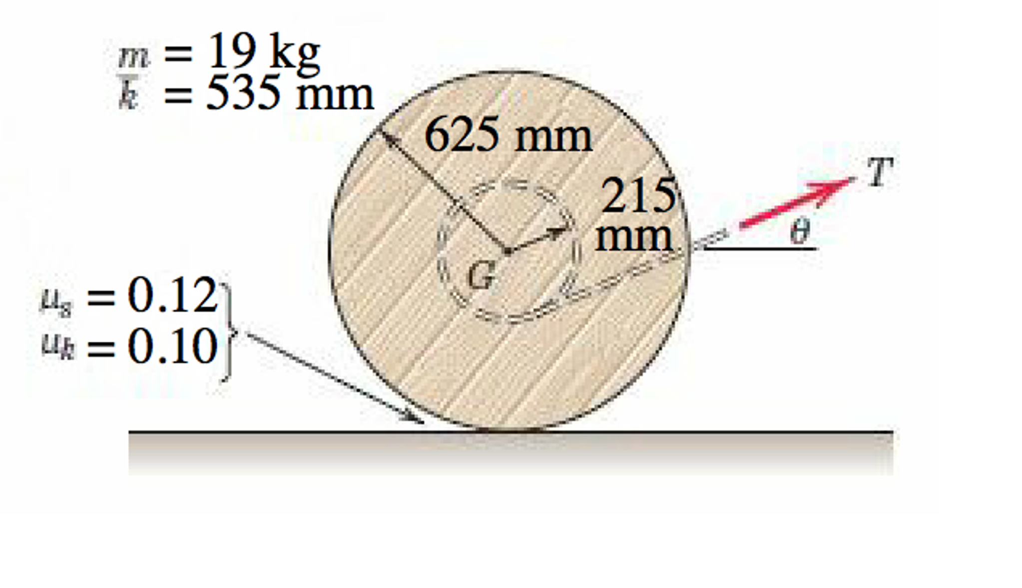 Solved The circular disk of 625-mm radius has a mass of 19 | Chegg.com
