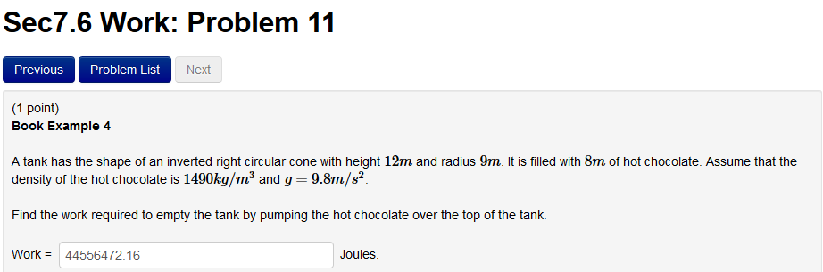Solved Sec7.6 Work: Problem 11 Previous Problem List Next (1 | Chegg.com
