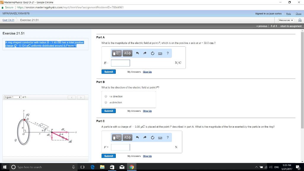 Solved 2Masterinophysics ou ch G009 Chrome Secure l myct | Chegg.com