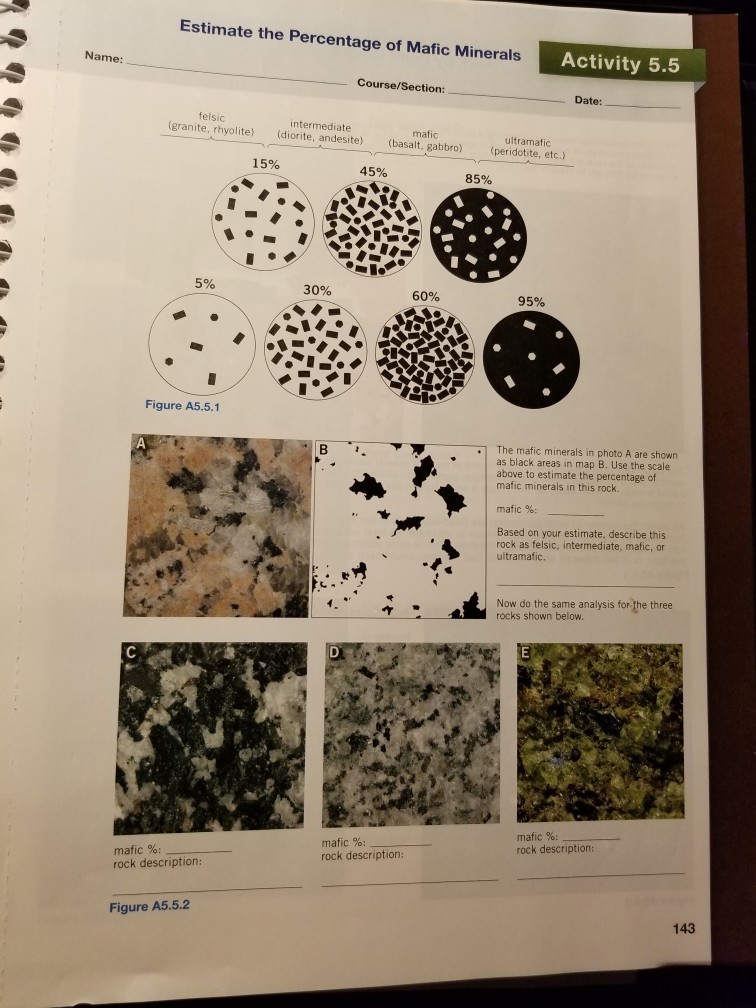 Solved Estimate the Percentage of Mafic Minerals Activity | Chegg.com