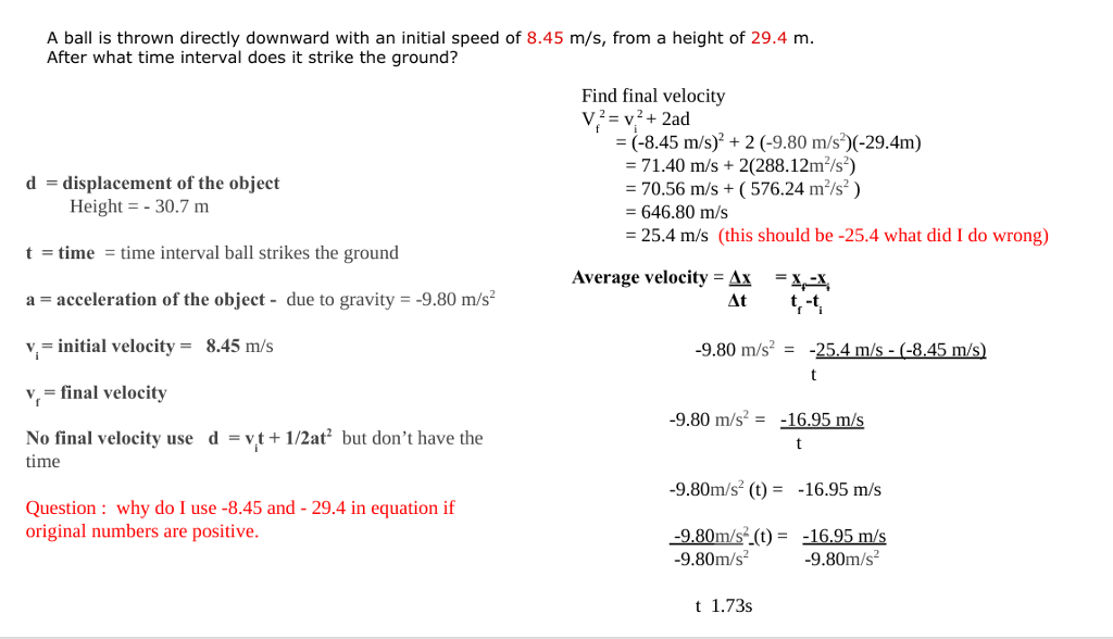 Solved A ball is thrown directly downward with an initial | Chegg.com