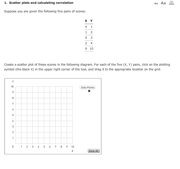 Solved Aa Aa E. 1. Scatter plots and calculating correlation | Chegg.com