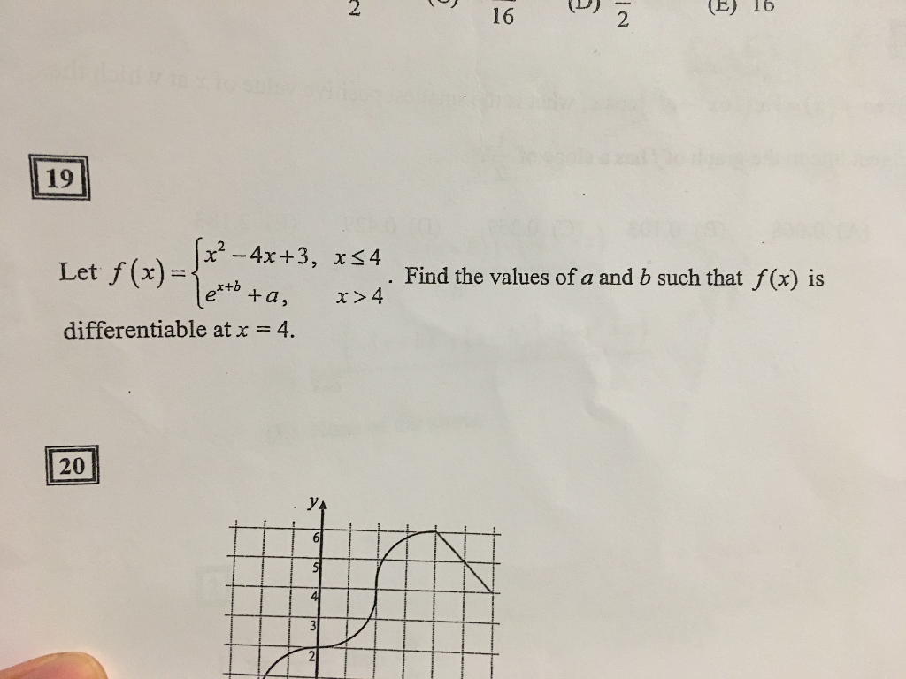 Solved Let f(x) = {x^2 - 4x + 3, x lessthanorequalto 4 e^x | Chegg.com