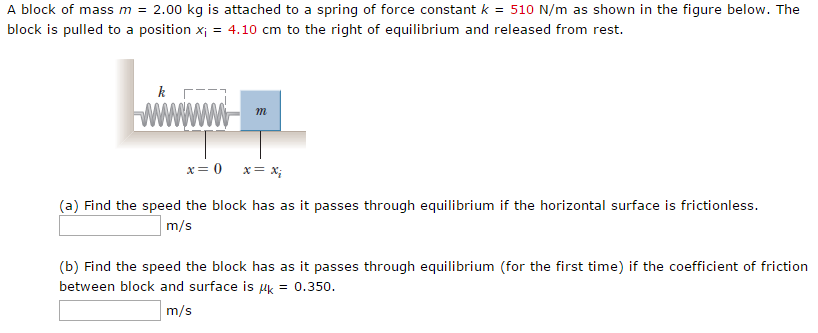Solved A block of mass m = 2.00 kg is attached to a spring | Chegg.com