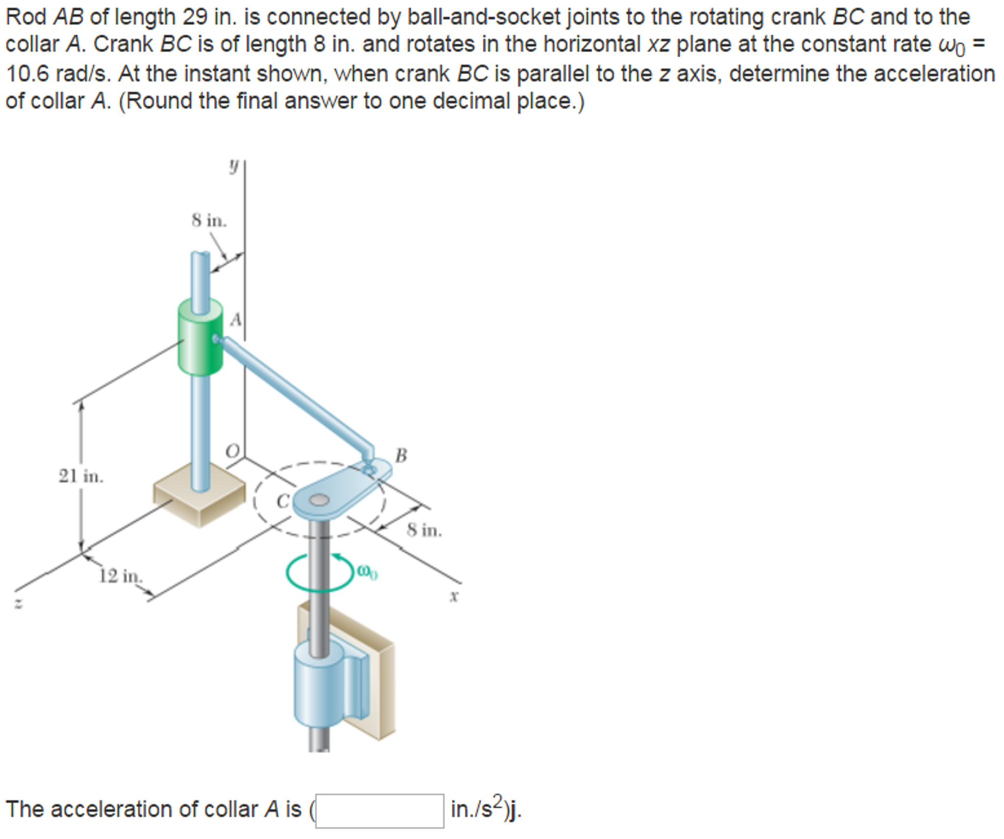 Solved Rod AB of length 29 in. is connected by | Chegg.com