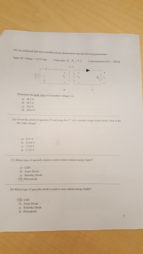 Solved An unfiltered half-wave rectifier circuit shown below | Chegg.com