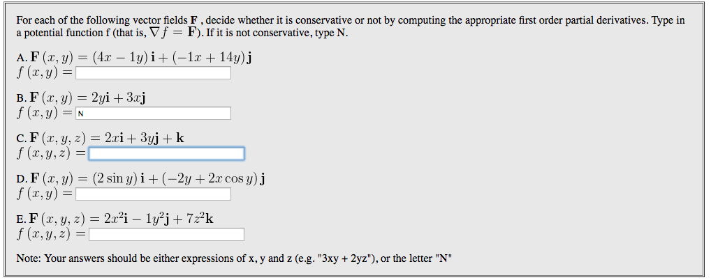 Solved For each of the following vector fields F , decide | Chegg.com