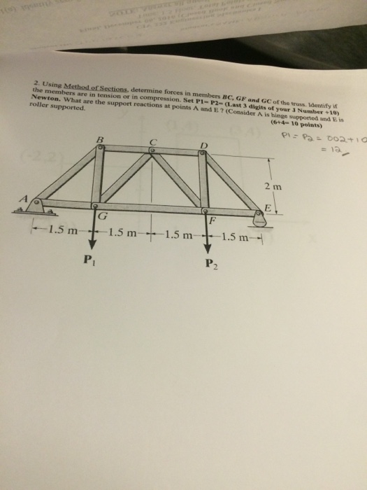Solved Using Method of Section, determine forces in members | Chegg.com