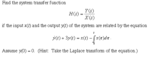 Solved Find the system transfer function H(s) = Y(s)/X(s) | Chegg.com