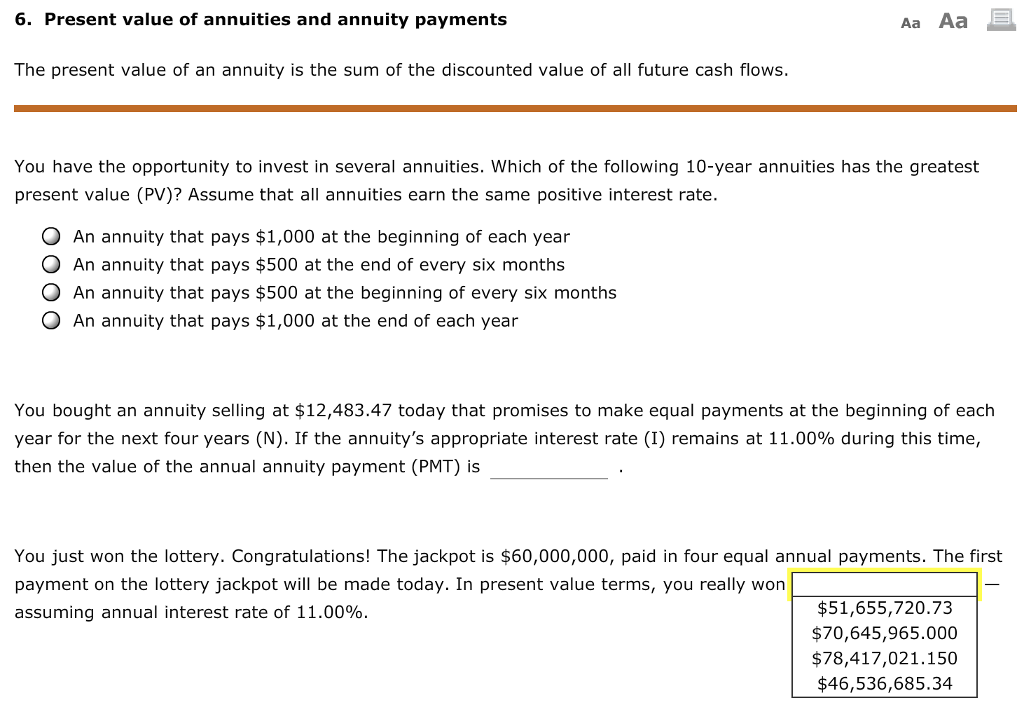 Solved 6. Present value of annuities and annuity payments Aa | Chegg.com