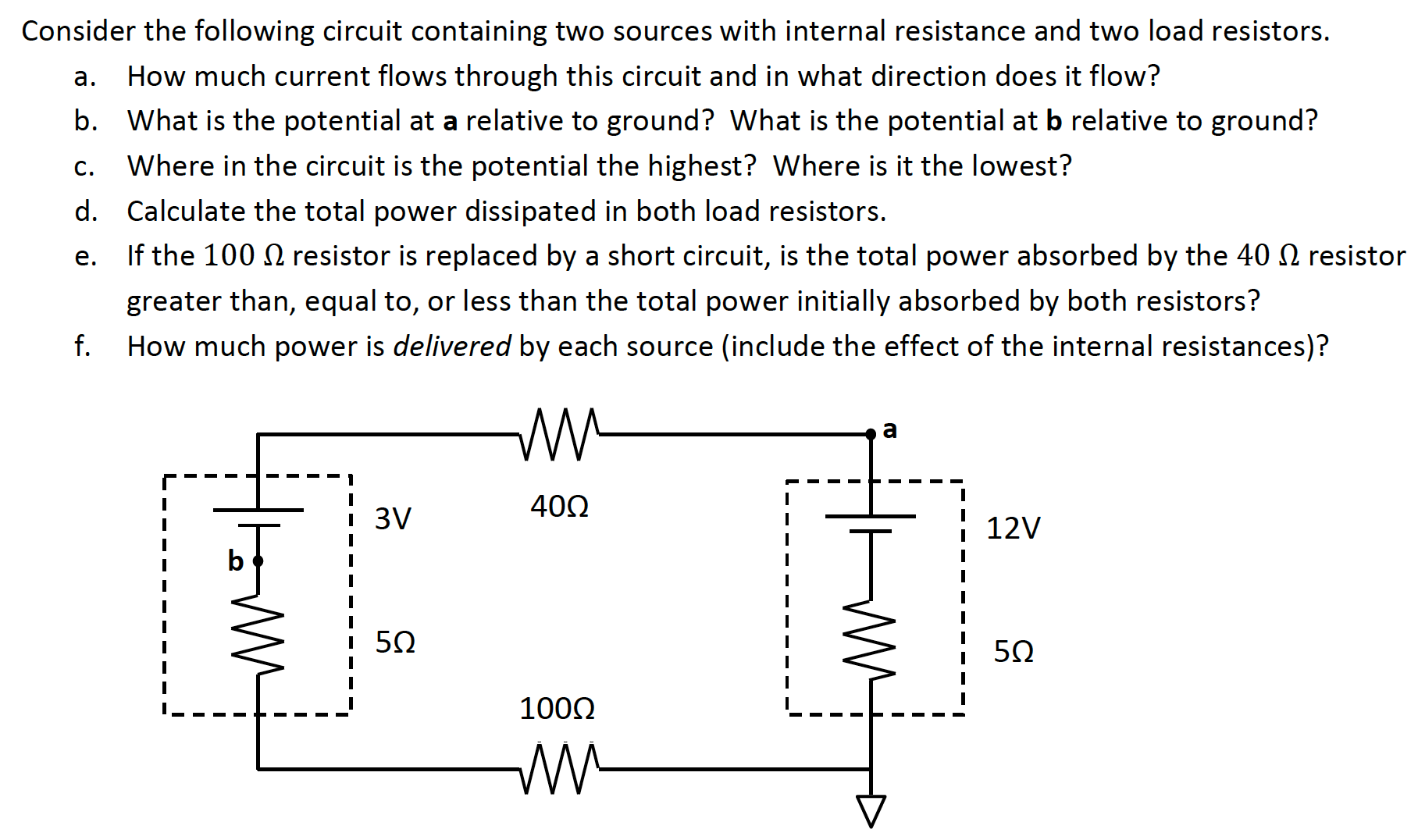 Solved Consider the following circuit containing two sources | Chegg.com