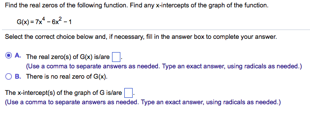 Solved Find the real zeros of the following function. Find | Chegg.com