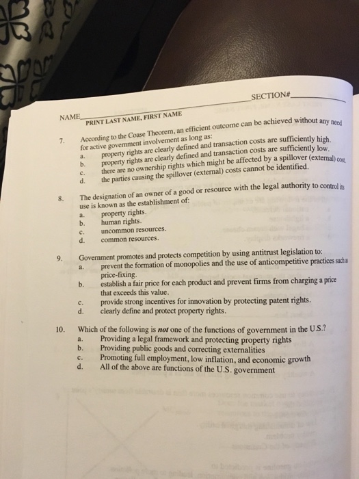 Solved SECTIONe NAME PRINT LAST NAME, FIRST NAME MARKET | Chegg.com