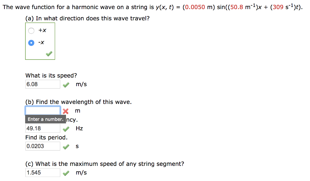 Solved The wave function for a harmonic wave on a string is | Chegg.com