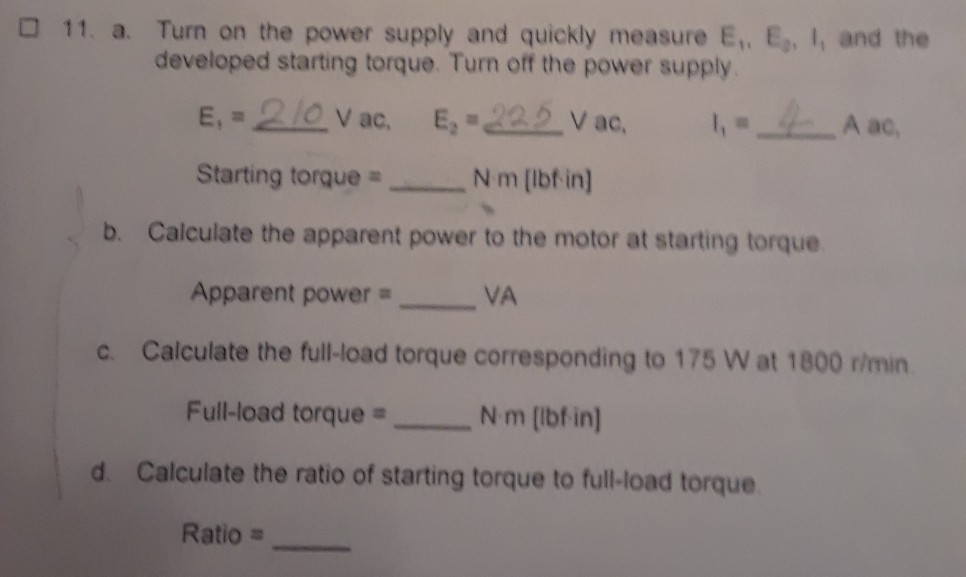 Solved D 11. a. Turn on the power supply and quickly measure | Chegg.com
