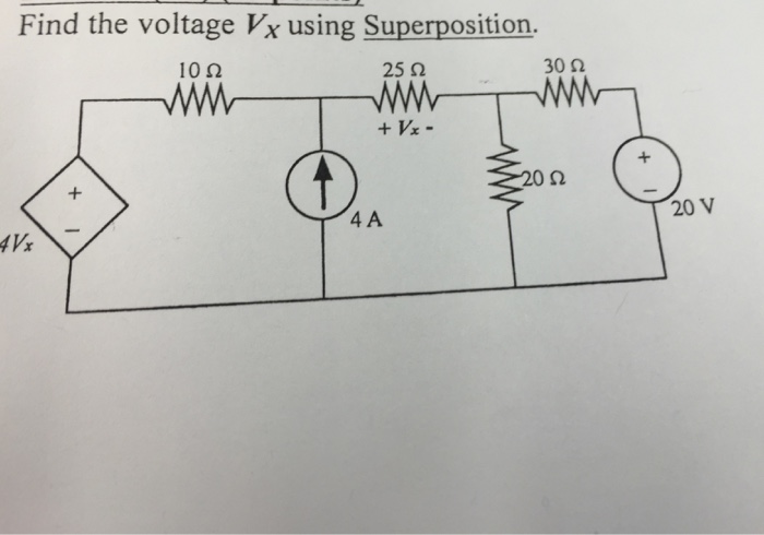 Solved Find the voltage V_x using Superposition. | Chegg.com