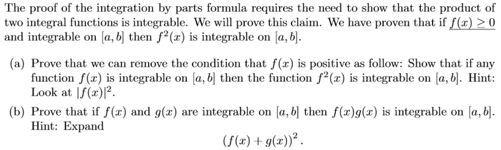 Solved The proof of the integration by parts formula | Chegg.com