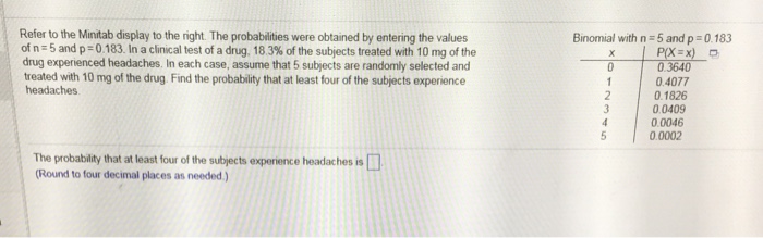 Solved Refer to the Minitab display to the right. The | Chegg.com