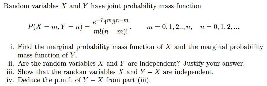 Solved Random variables X and Y have joint probability mass | Chegg.com