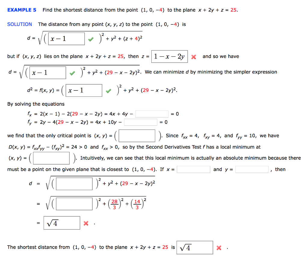 Solved EXAMPLE 5 Find the shortest distance from the point | Chegg.com