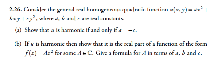 Solved Consider the general real homogeneous quadratic | Chegg.com