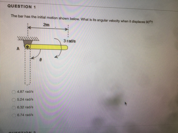 Solved The bar has the initial motion shown below. What is | Chegg.com