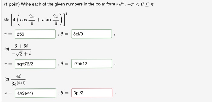 Solved Write each of the given numbers in the polar form | Chegg.com