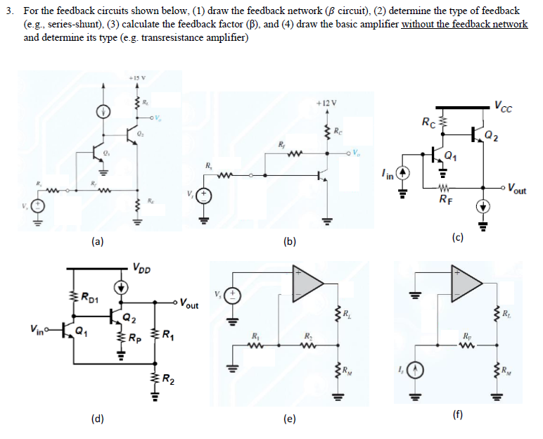 Solved For the feedback circuits shown below. draw the | Chegg.com