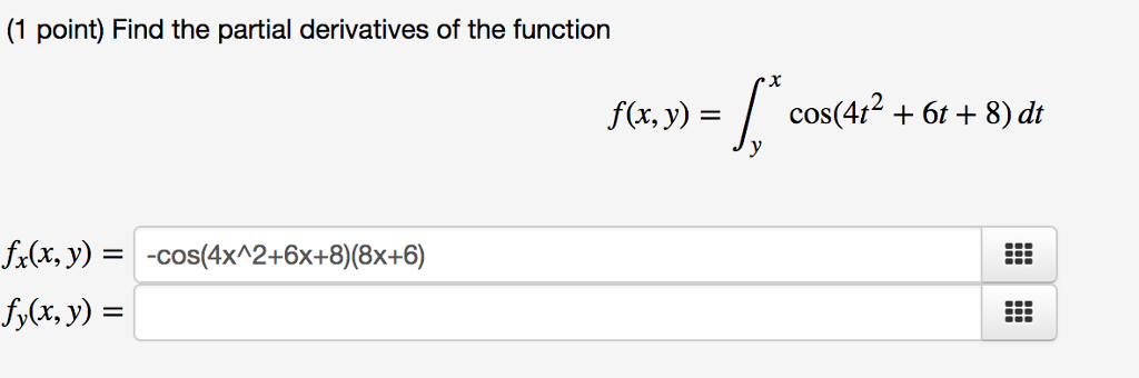 Solved (1 point) Find the partial derivatives of the | Chegg.com