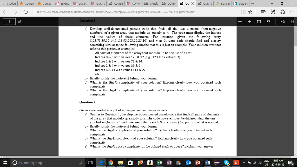 Solved Develop Well Documented Pseudo Code That Finds All 7494