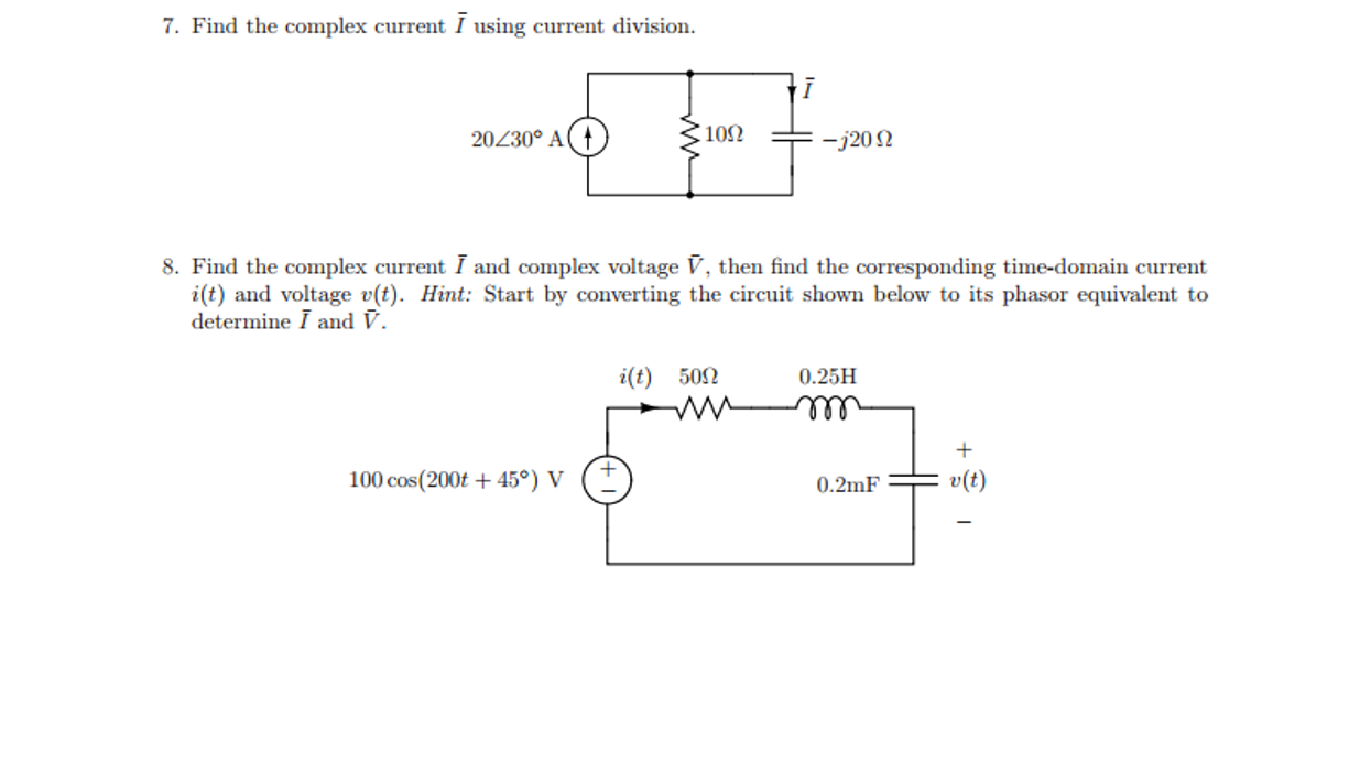 Solved Find the complex current I using current division. | Chegg.com