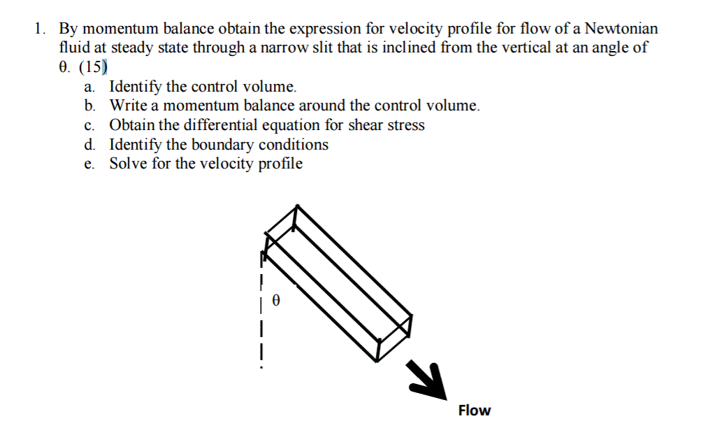 Solved Fluids. By momentum balance, obtain the expression | Chegg.com
