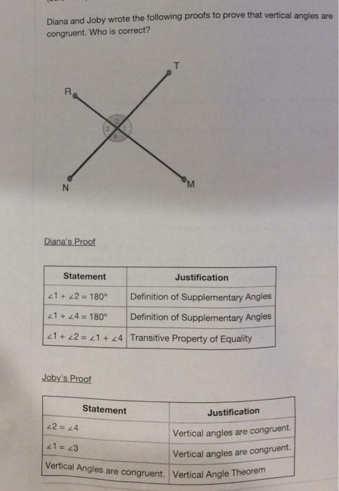 Solved Diana and Joby wrote the following proofs to prove | Chegg.com