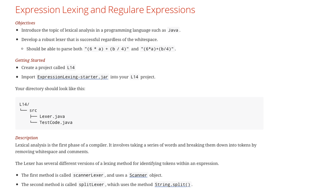 Expression Lexing and Regulare Expressions Objectives | Chegg.com