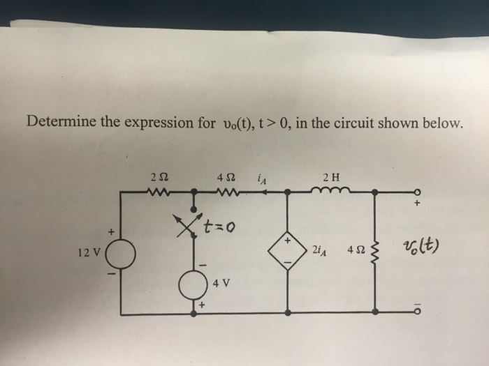 Solved Determine the expression for v_0(t), t > 0, in the | Chegg.com