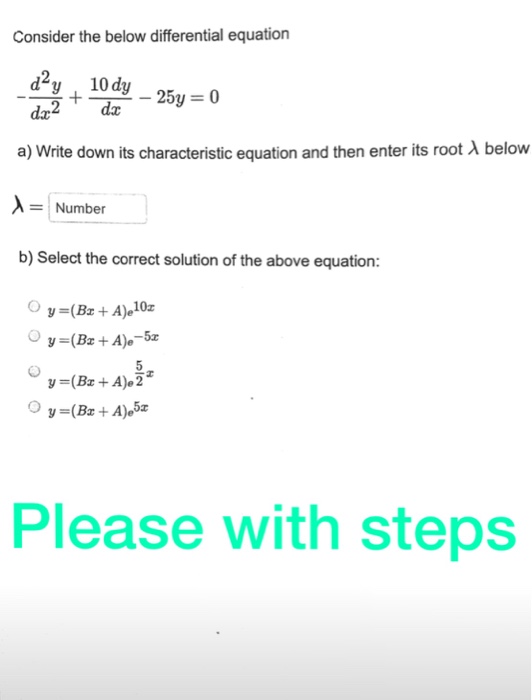Solved Consider the below differential equation - d^2y/dx^2 | Chegg.com