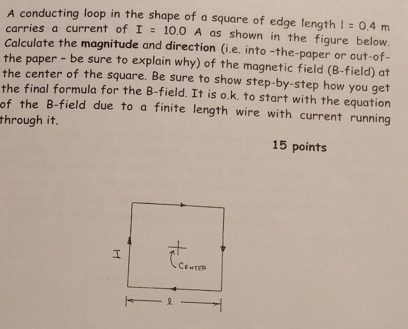 Solved A Conducting Loop In The Shape Of A Square Of Edge