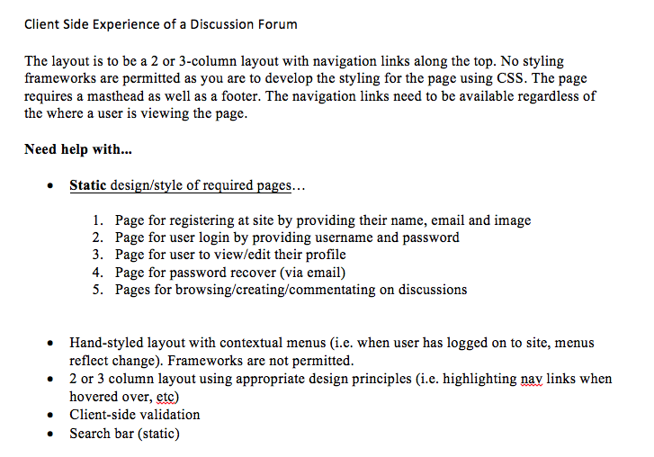 Solved Client Side Experience of a Discussion Forum The | Chegg.com