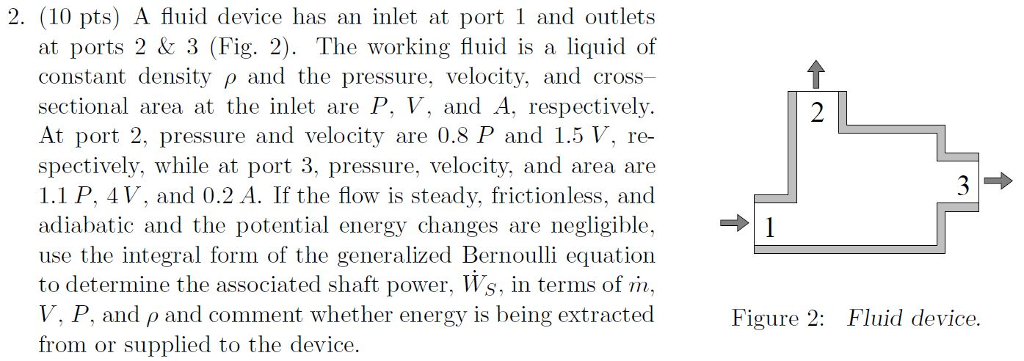 Solved 2. (10 pts) A fluid device has an inlet at port 1 and | Chegg.com