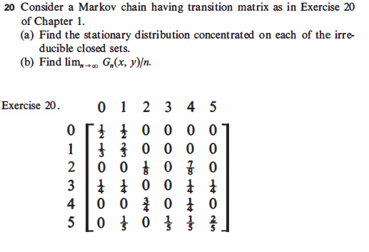 Solved 20 Consider a Markov chain having transition matrix | Chegg.com