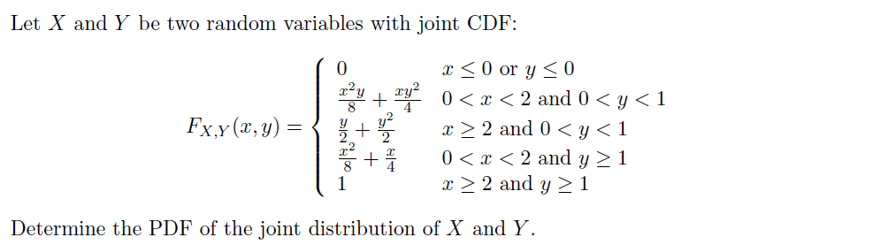 Solved Let X and Y be two random variables with joint CDF: 0 | Chegg.com